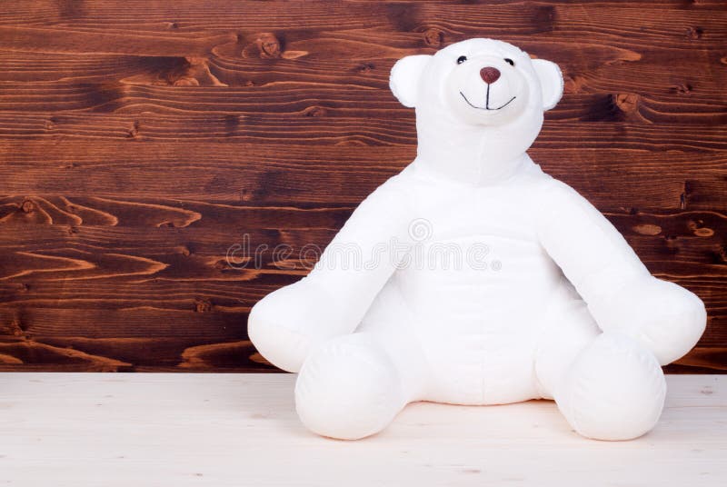 Cute Teddy Bear Toy on the Board Top View Stock Image - Image of black ...
