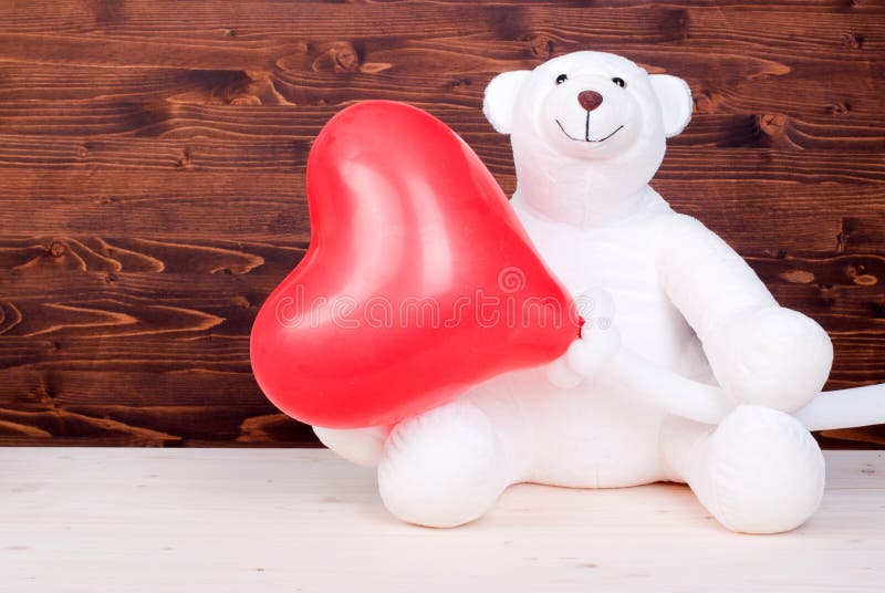 Cute Teddy Bear Toy on the Board Top View Stock Image - Image of happy ...