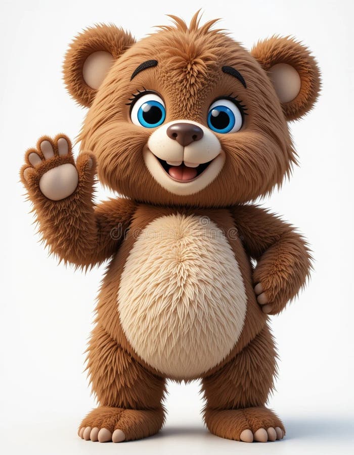Cute Teddy Bear Waving Hello, Perfect for Children S Designs Stock Illustration - Illustration ...