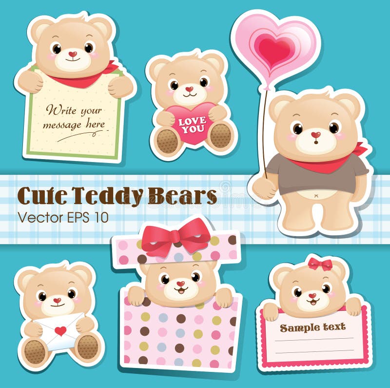 Cute Teddy Bears Collection Stock Vector - Illustration of fathers ...