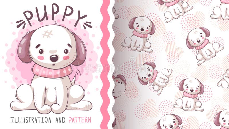 Cute Teddy Dog - Seamless Pattern Stock Vector - Illustration of card ...
