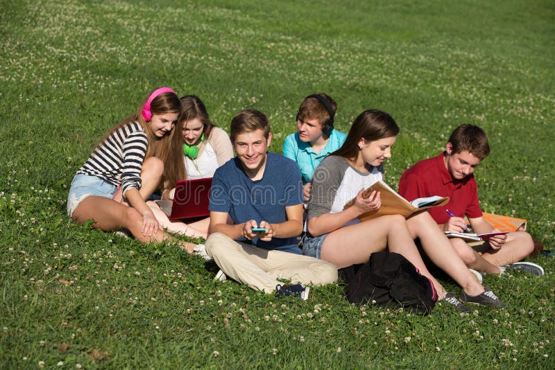 Cute Teens Studying Together Stock Image - Image of european, happy ...