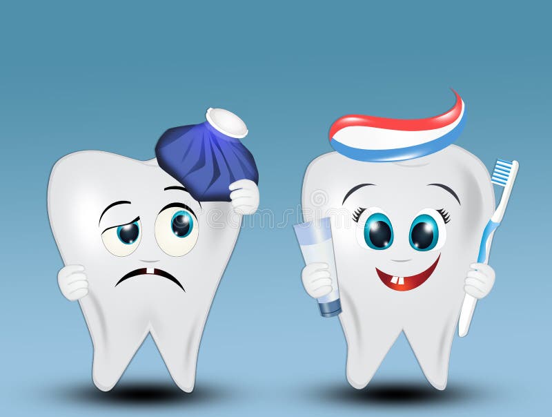 Cute Teeth with Funny Faces Stock Illustration - Illustration of teeth ...