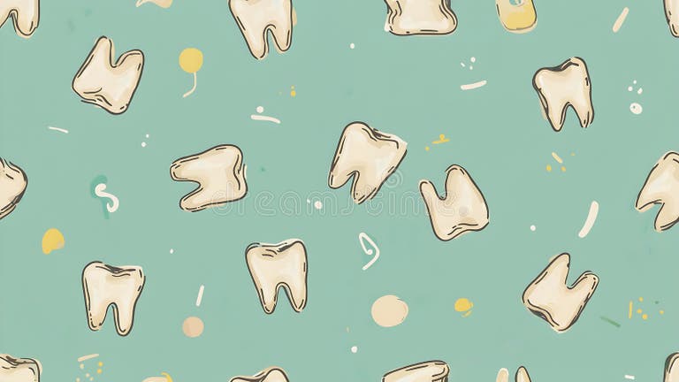 Cute Teeth Pattern on Light Green Background Stock Illustration ...