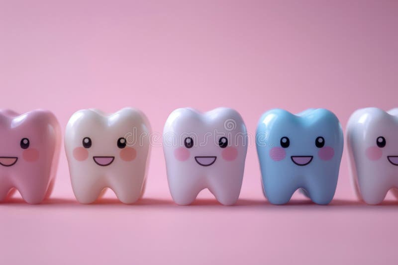 Cute Teeth Smiling on a Pink Background Stock Image - Image of tooth ...