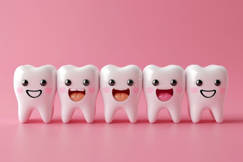 Cute Teeth Smiling on a Pink Background Stock Photo - Image of molar ...