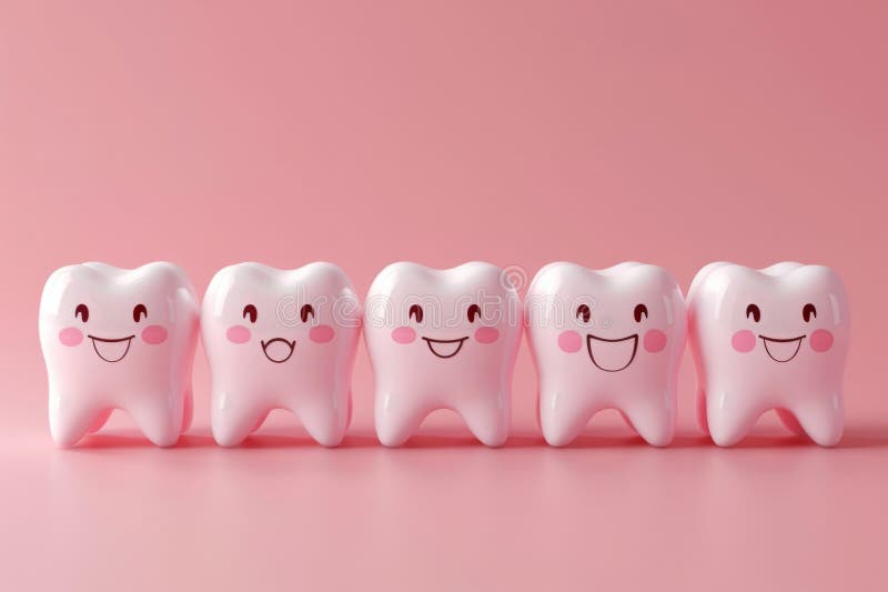Cute Teeth Smiling on a Pink Background Stock Photo - Image of dental ...