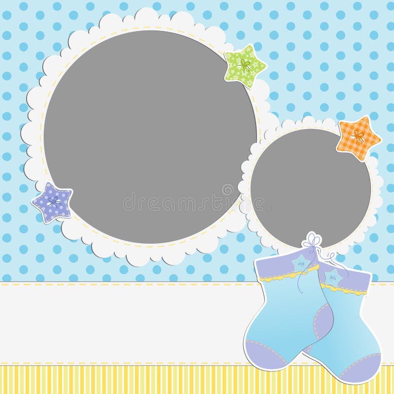 Baby Boy Round Frame Teddy Bear Stock Vector - Illustration of child ...