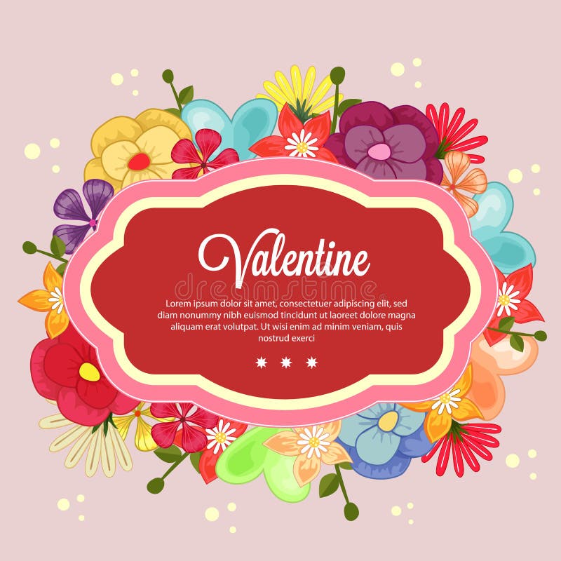 Cute Template Valentine with Floral Theme Stock Vector - Illustration ...