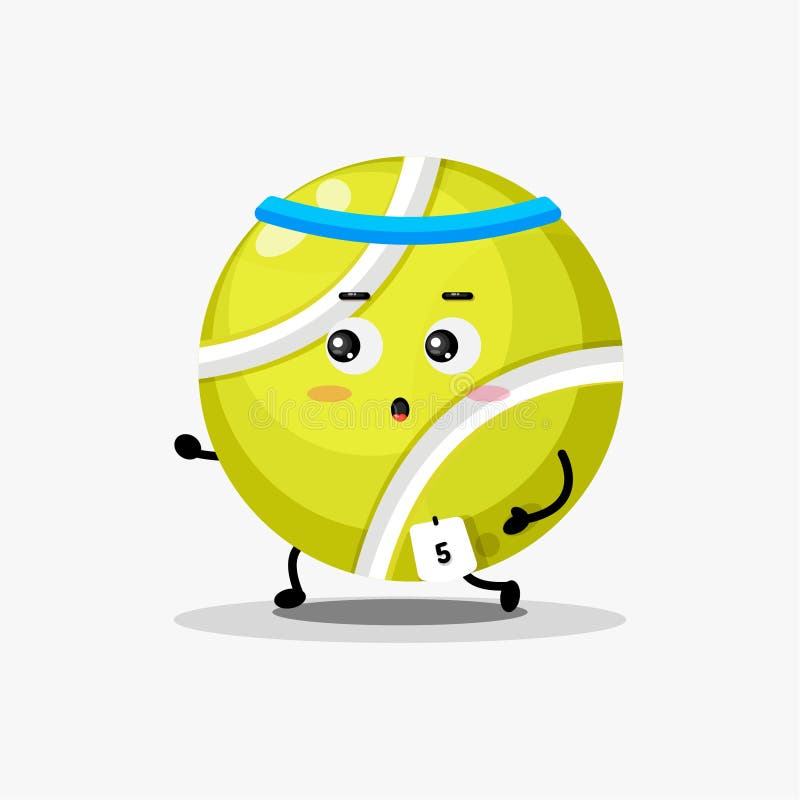 Cute Tennis Ball Character Running Race Stock Vector - Illustration of ...