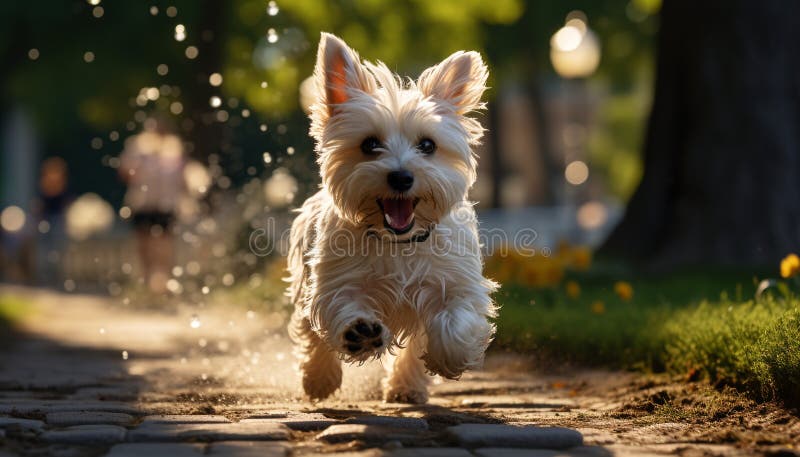Cute Terrier Puppy Running Outdoors, Enjoying Summer Fun Generated by ...