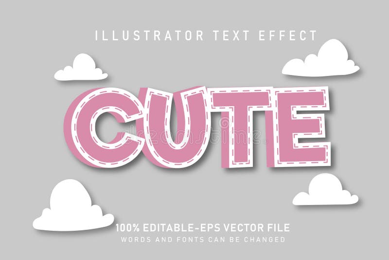 Cute Text Effect Design Vector Stock Vector - Illustration of glow ...
