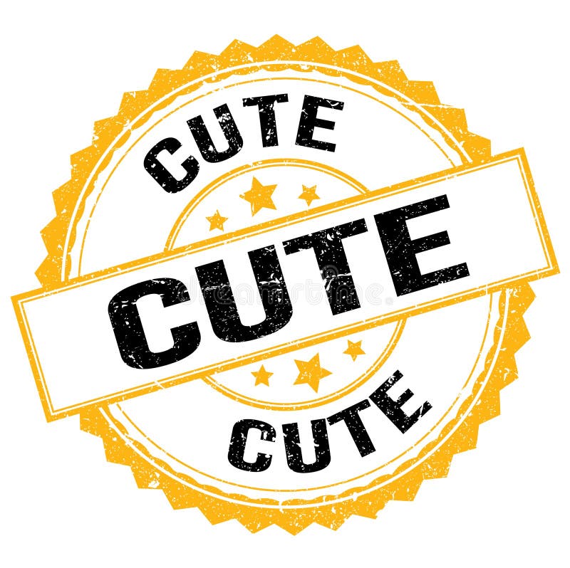 CUTE Text on Yellow-black Round Stamp Sign Stock Illustration ...