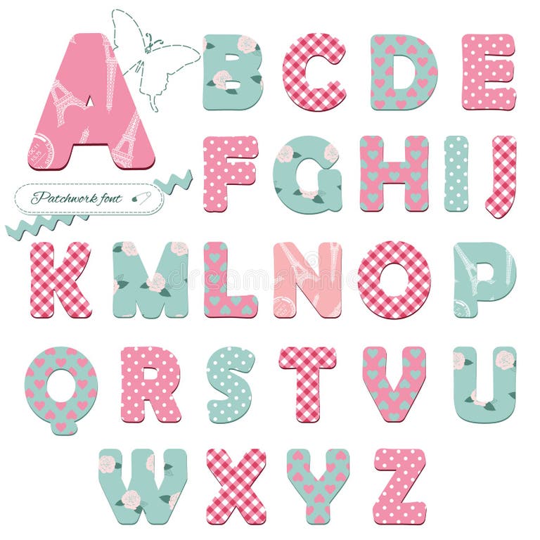 Cute textile font. stock illustration. Illustration of peace - 76627275