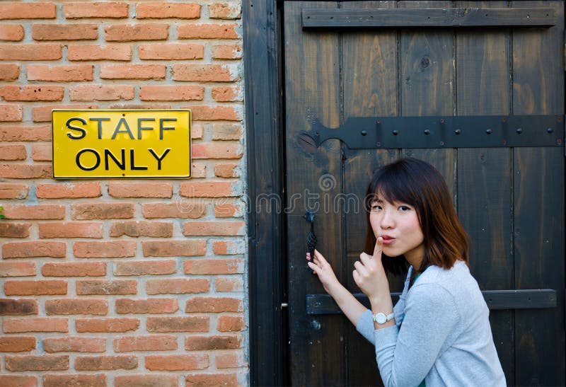 Cute Thai Woman is Sneaking the Secret Area Stock Image - Image of ...