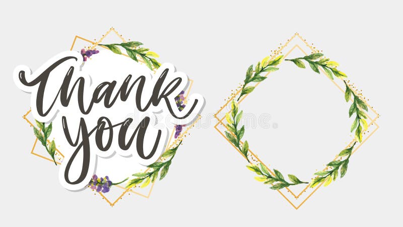Cute Thank You Script Card Flowers Letter Text Stock Vector ...