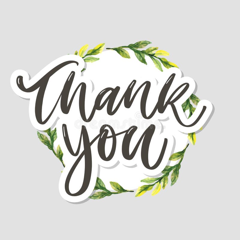 Cute Thank You Script Card Flowers Letter Text Stock Vector ...