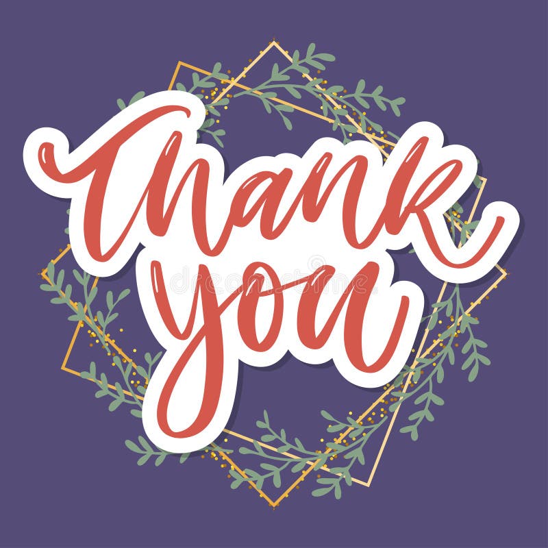 Cute Thank You Script Card Flowers Letter Text Stock Vector ...
