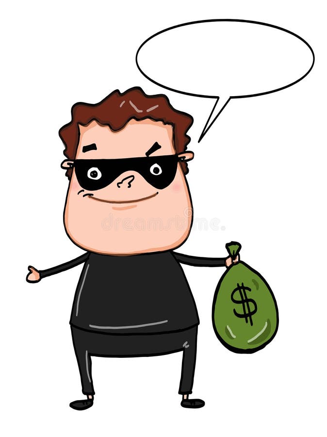 Cute Thief Cartoon Illustration and White Background Cartoon ...