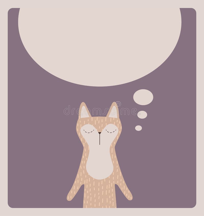 Cute Thinking Cat Card Design Stock Vector - Illustration of artwork ...