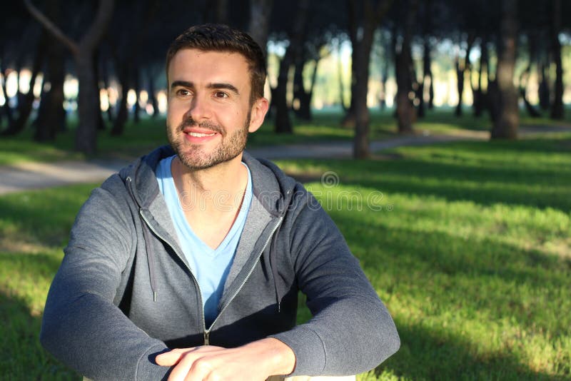 Cute Thirty Years Old Man Smiling in the Park Stock Image - Image of ...