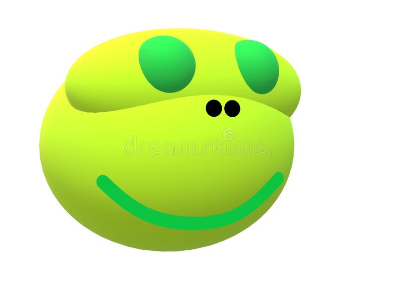 A Cute Three Dimensional Head of a Lime Green Cartoon Monster Smiling ...
