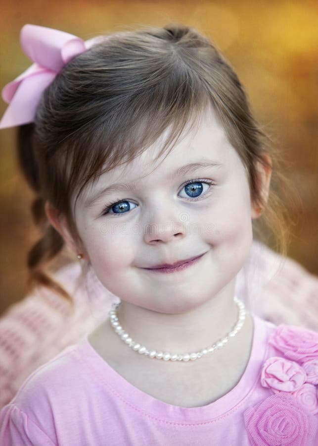 Cute Three Year Old Brunette Girl Outdoors Stock Photo - Image of ...