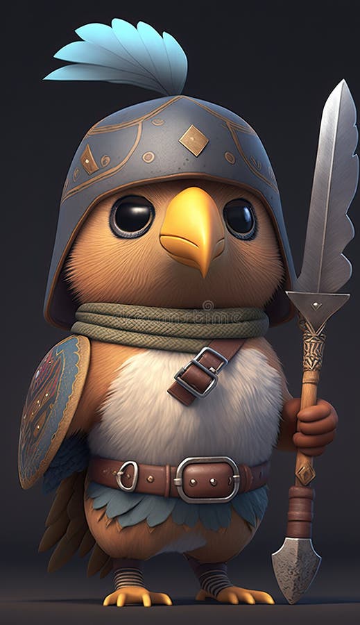 Cute Thrush Animal Warrior 3D Game Model | Generative AI Stock ...
