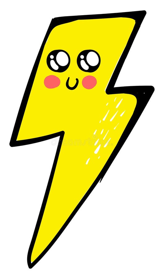 Cute Thunder Cloud Cartoon Vector Illustration Motif Set. Hand Drawn ...