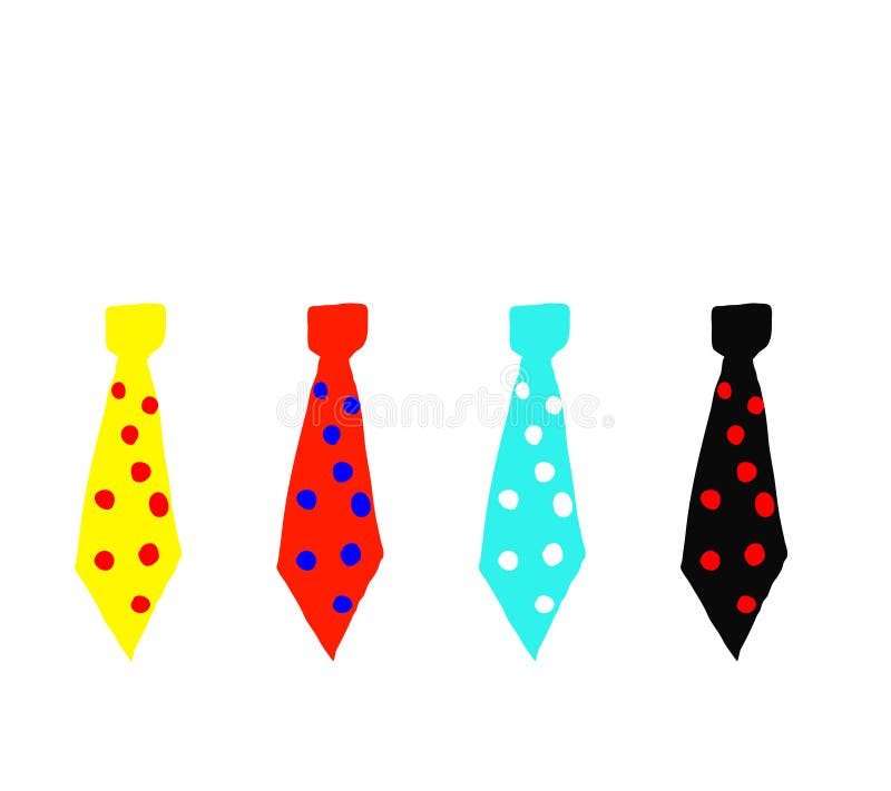 Cute Ties in Different Colors. Hand-drawn Ties in the Doodle Style ...