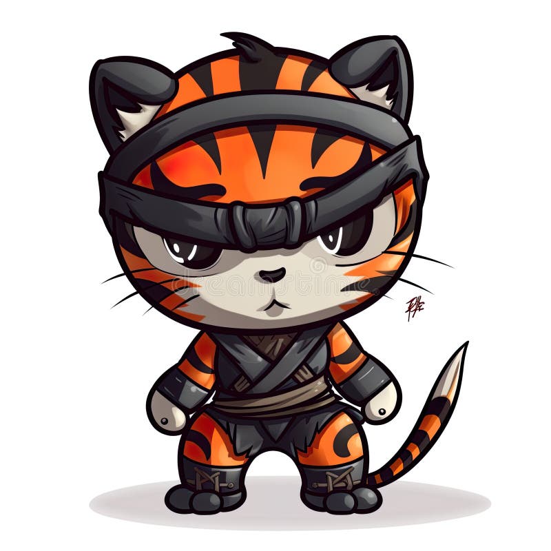 Cute Tiger with Laptop Computer Cartoon Chibi Style, AI Generative ...