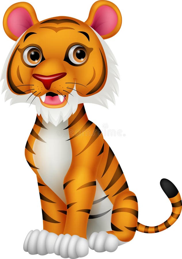 Cute Tiger Cartoon with Blank Sign Stock Vector - Illustration of ...