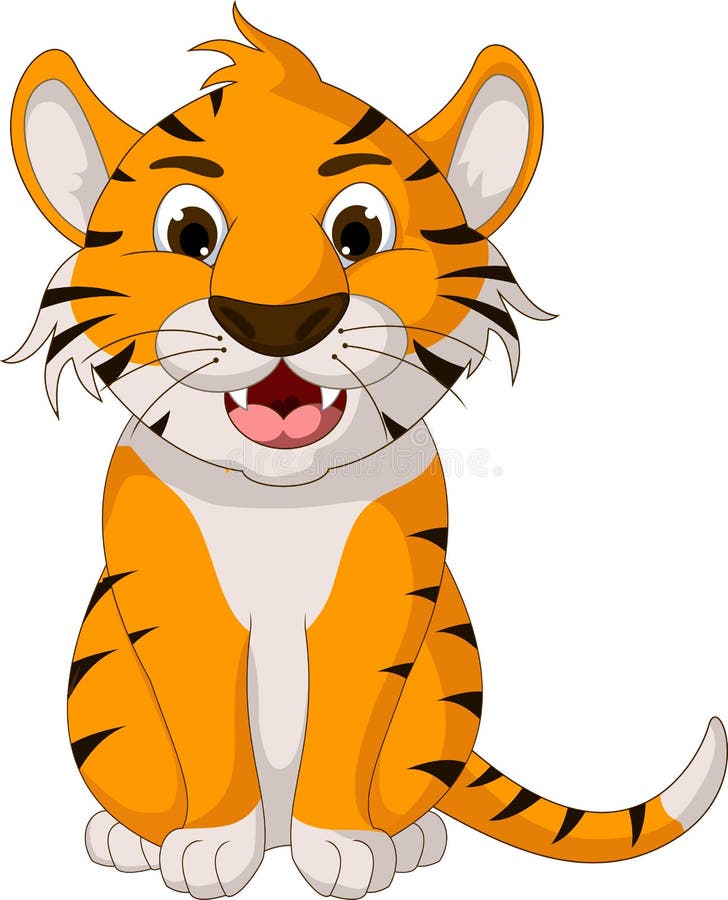 Cute tiger cartoon sitting stock illustration. Illustration of telling ...