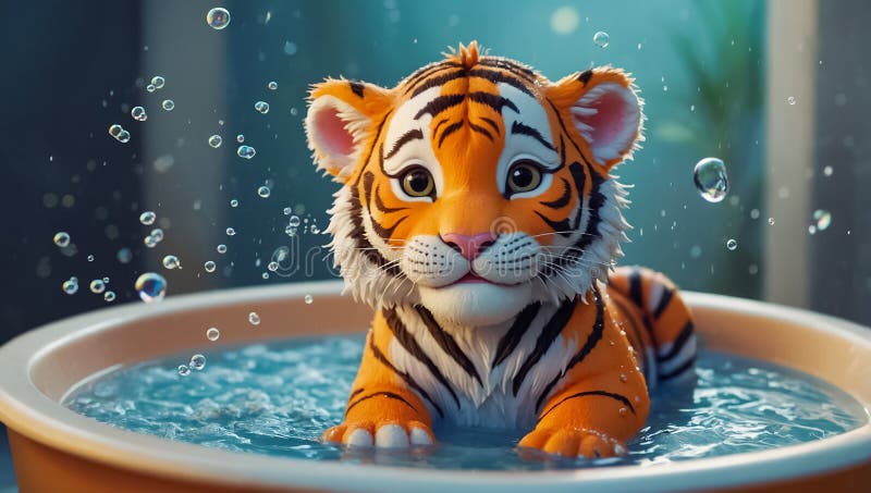 Cute Tiger Cub Meme Funny Tiger Cub Vinyl Sticker, Wildlife Water