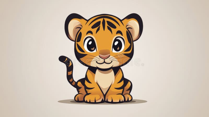 Cute Tiger Cub Cartoon Logo Design Stock Illustration - Illustration of ...