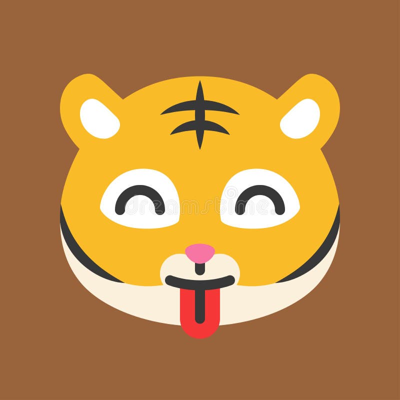Cute Tiger Emoticon, Flat Style Vector Illustration Stock Vector ...