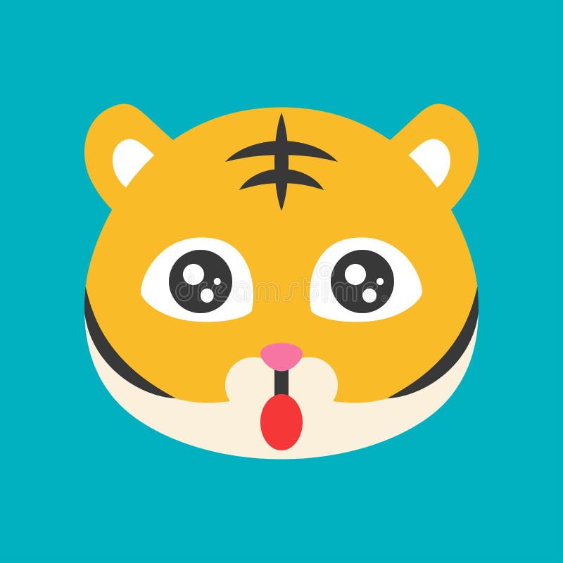 Cute Tiger Emoticon, Flat Style Vector Illustration Stock Vector ...