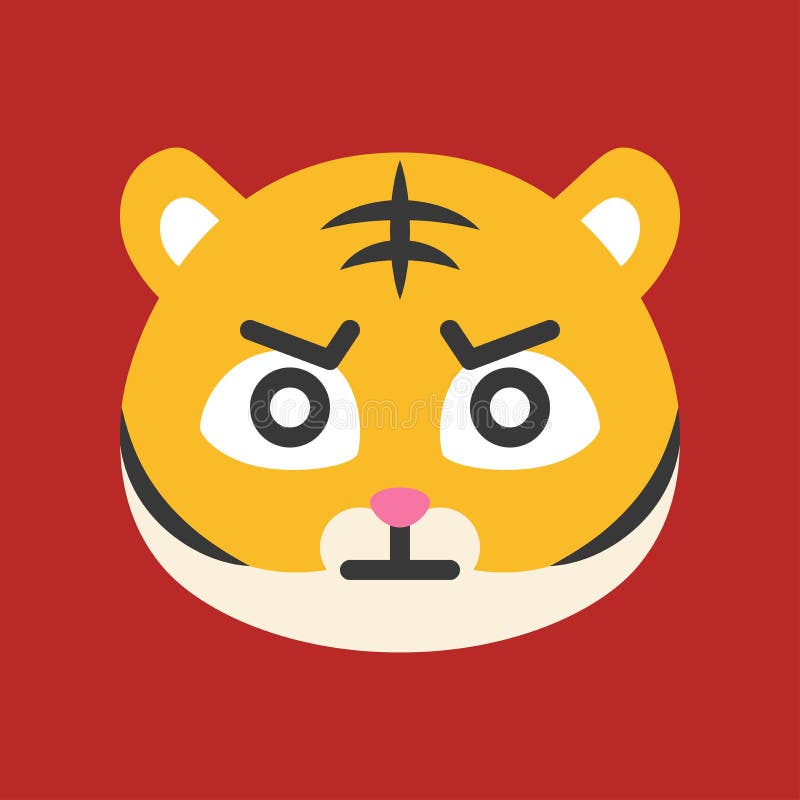 Cute Tiger Emoticon, Flat Style Vector Illustration Stock Vector ...