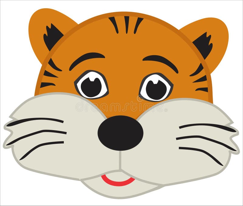 Cute Tiger Face Vector Print Stock Vector - Illustration of design ...