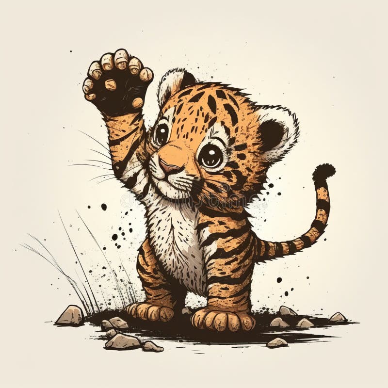 Cute Tiger Hand Drawn by Kid (generative AI) Stock Illustration ...