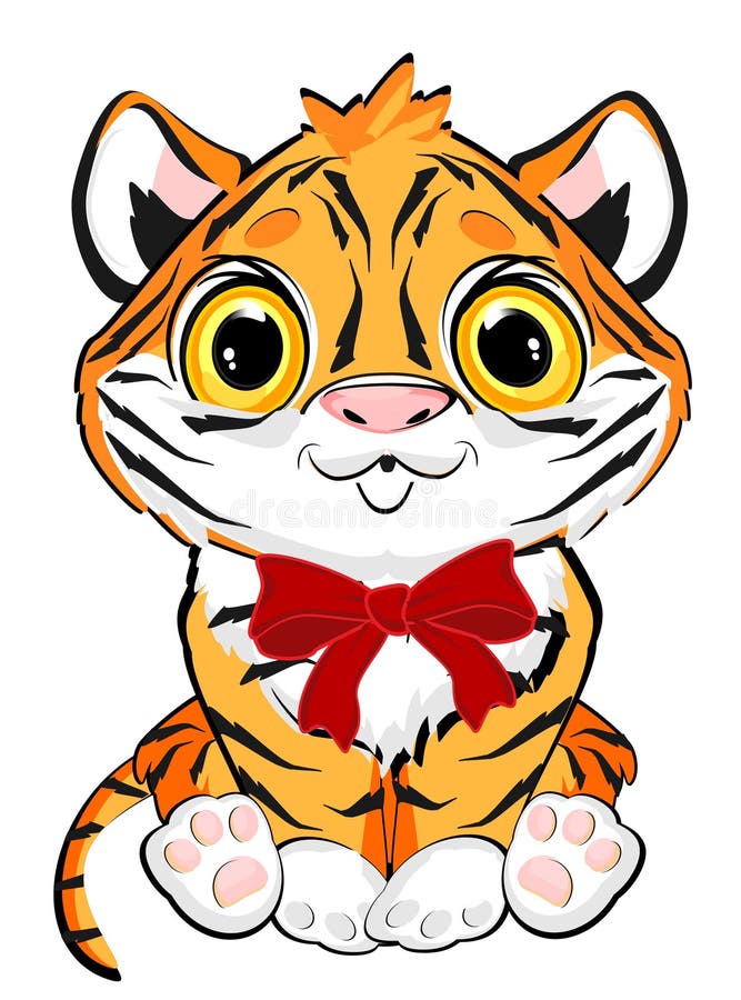 Tiger with bow stock illustration. Illustration of style - 215901135