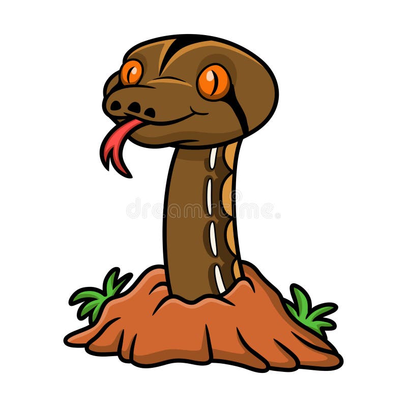 Cute Tiger Reticulatus Python Cartoon Out from Hole Stock Vector ...