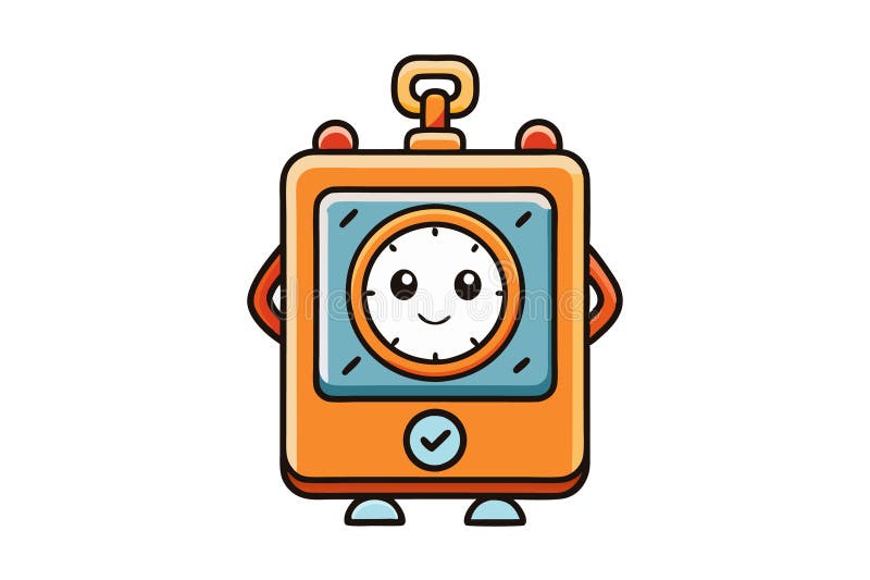 Cute Timer Character Featuring a Smiling Face, Colorful Design, and ...