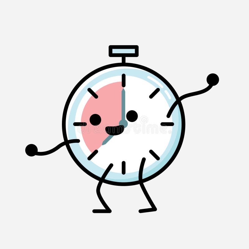 Cute Timer Clock Mascot Vector Character in Flat Design Style Stock ...