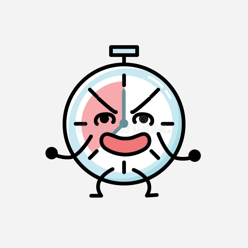 Cute Timer Clock Mascot Vector Character in Flat Design Style Stock ...