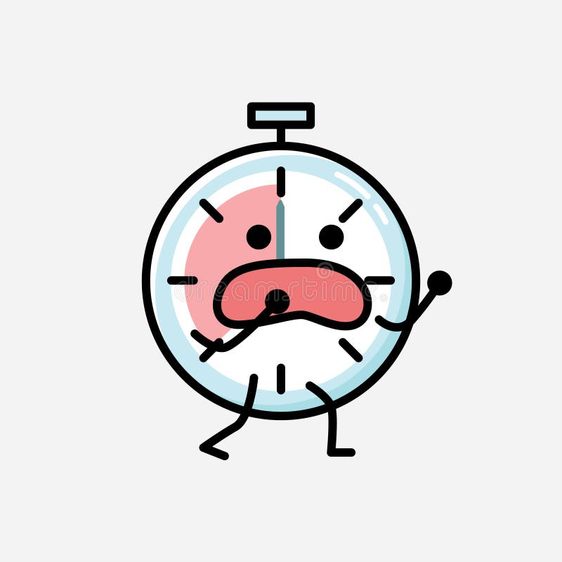 Cute Timer Clock Mascot Vector Character in Flat Design Style Stock ...