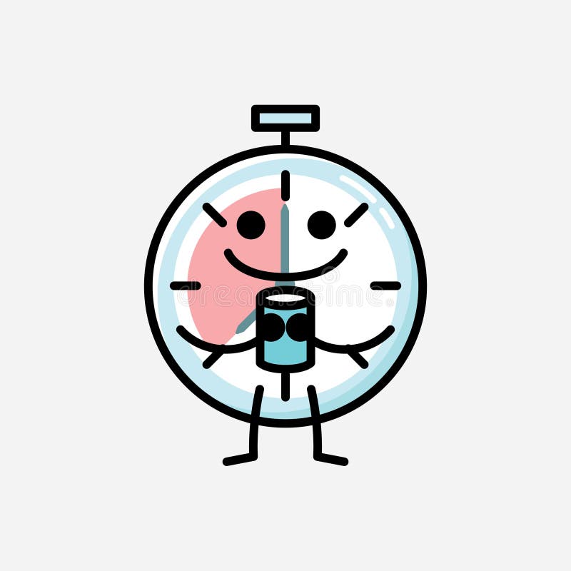 Cute Timer Clock Mascot Vector Character in Flat Design Style Stock ...