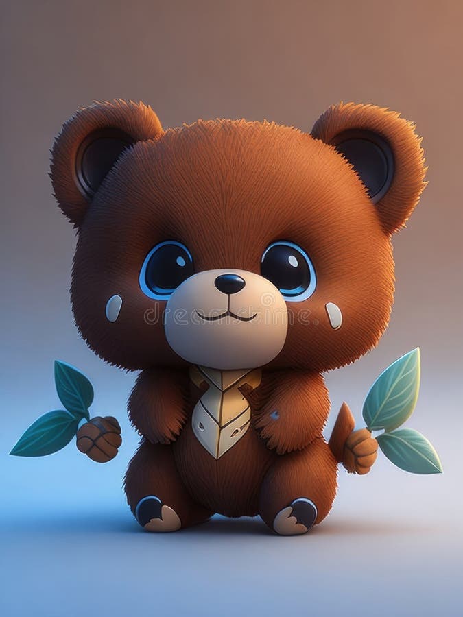 Cute tiny Anime bear stock illustration. Illustration of face - 280618923