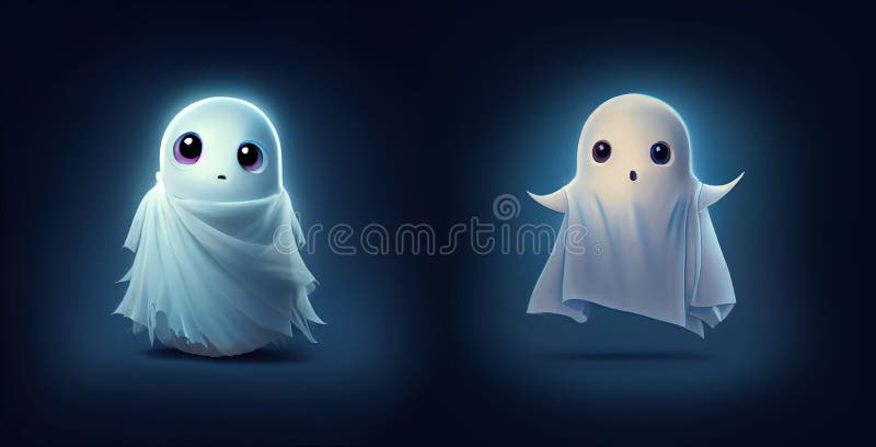Cute Tiny Ghosts. Generated AI Contemporary Art Stock Illustration - Illustration of design ...
