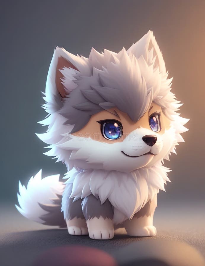 Cute Tiny Hyperrealistic Anime Wolf from Pokemon. Generative AI Stock ...